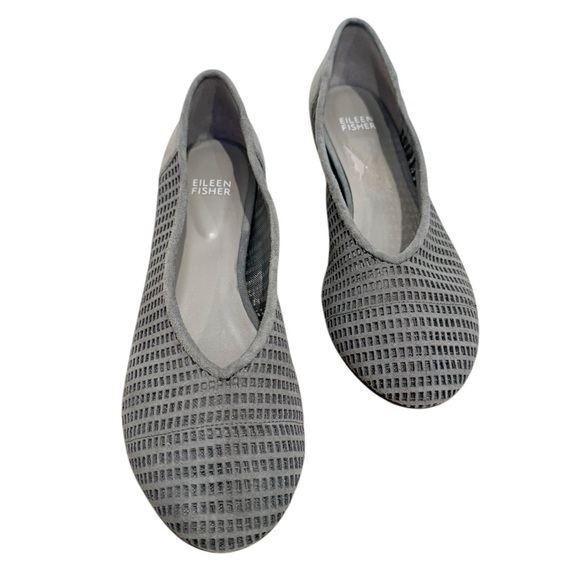 Eileen Fisher | Shoes | Eileen Fischer Perforated Suede Grey Flats ...